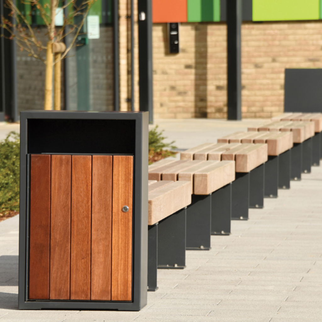 Broxap Westleigh Timber Slatted Litter Bin - Safety Solutions NI